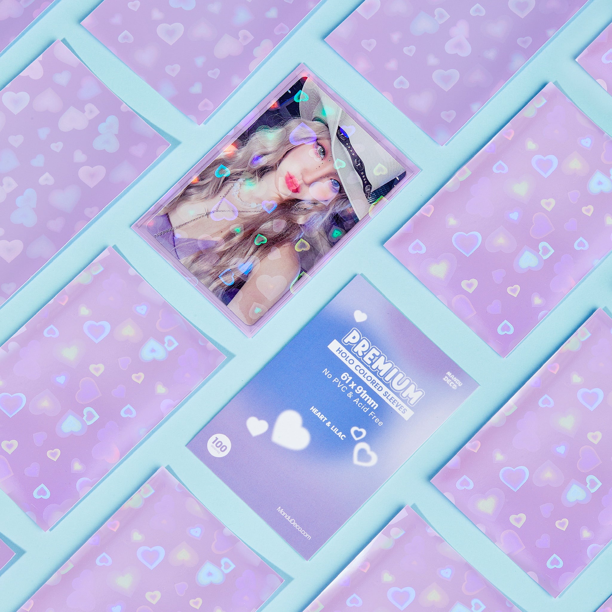 COLORED HOLO PHOTOCARD SLEEVES - HEART HOLO – Mandu Deco