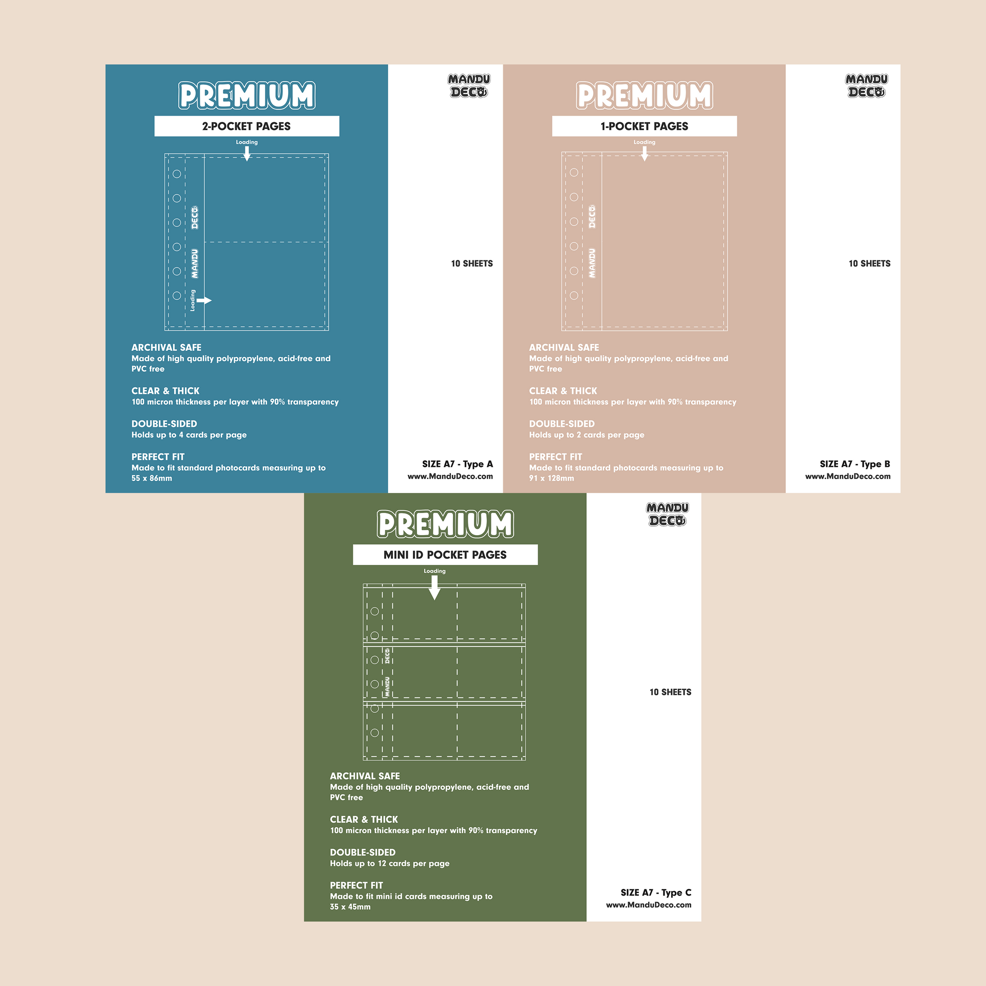 CUSTOM A7 POCKET PAGES – Mandu Deco