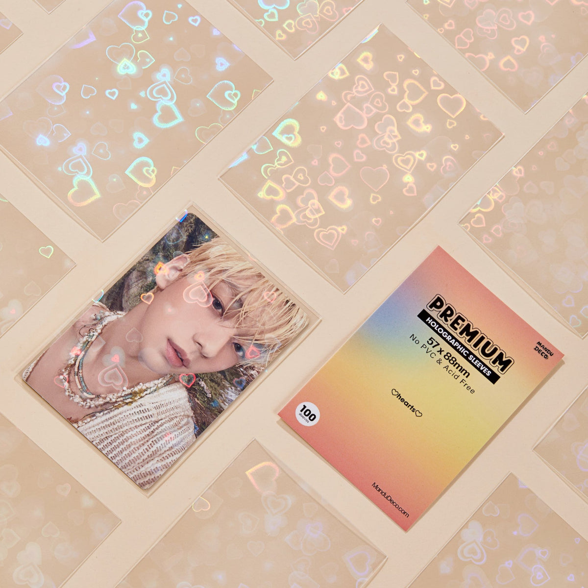 PREMIUM HOLOGRAPHIC PHOTOCARD SLEEVES - HEART VERSION – Mandu Deco